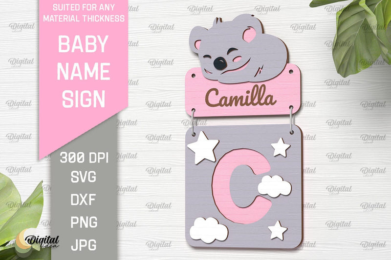 Baby Name Sign SVG. Wall Decor Laser Cut. Letter С - So Fontsy