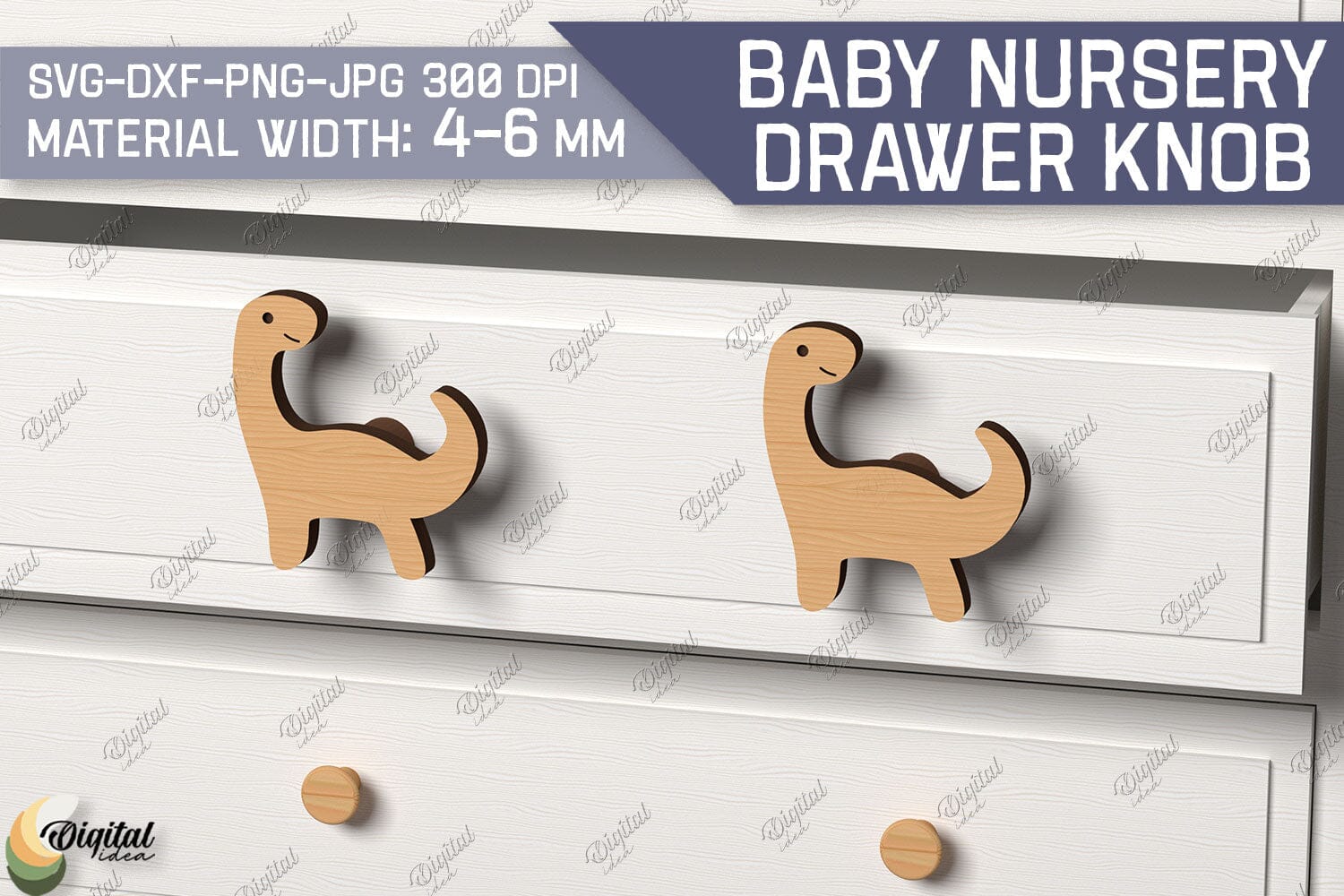 Baby Nursery Drawer Knobs SVG. 3D Wood Knobs Laser Cut. Dino SVG - So ...