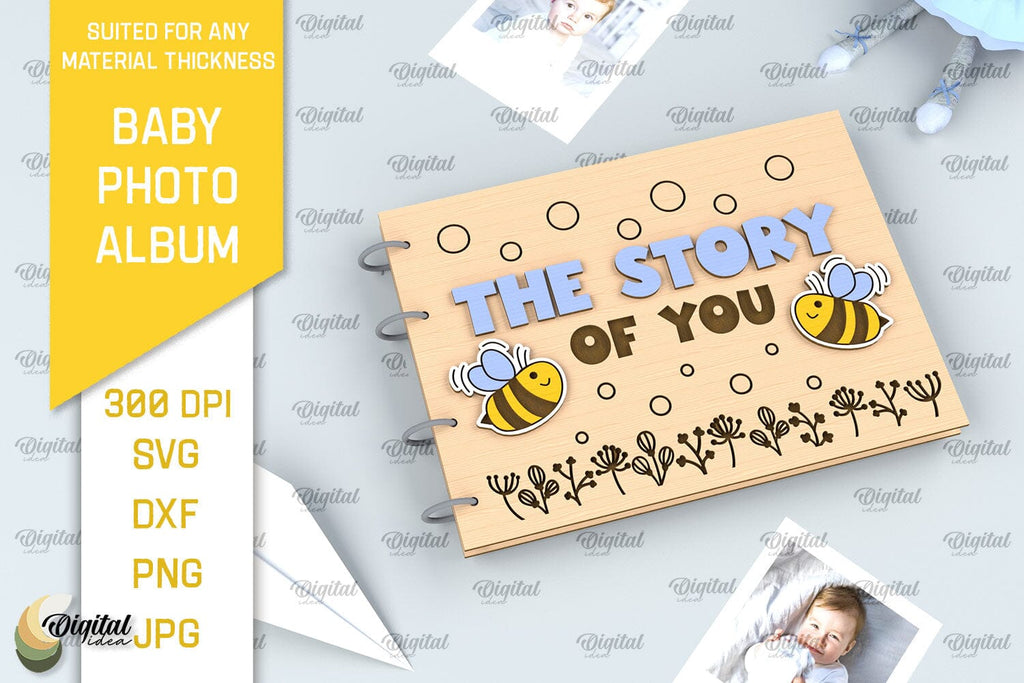 Baby Photo Album Laser Cut. Kids Memory Book SVG - So Fontsy