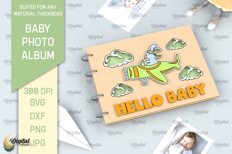 Baby Photo Album Laser Cut. Kids Memory Book SVG - So Fontsy