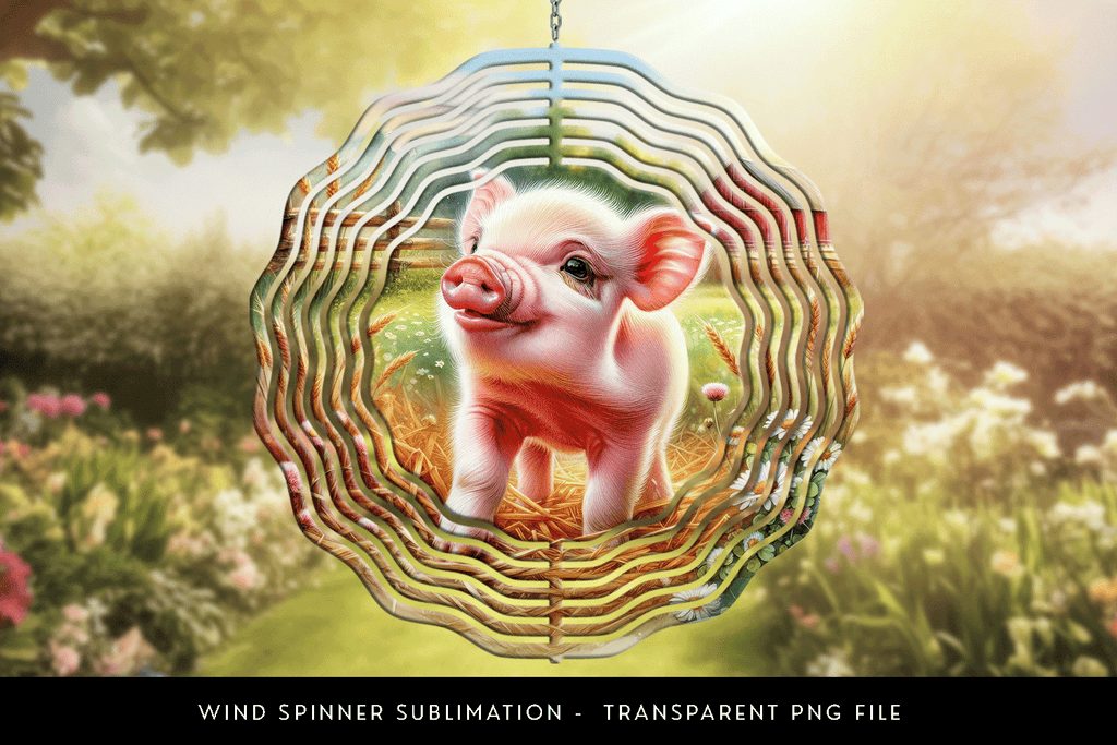 adorable baby pig wind spinner sublimation design - So Fontsy