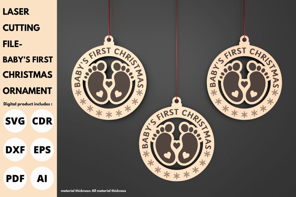Baby's First Christmas Ornament | laser cut file | svg paper cut ...