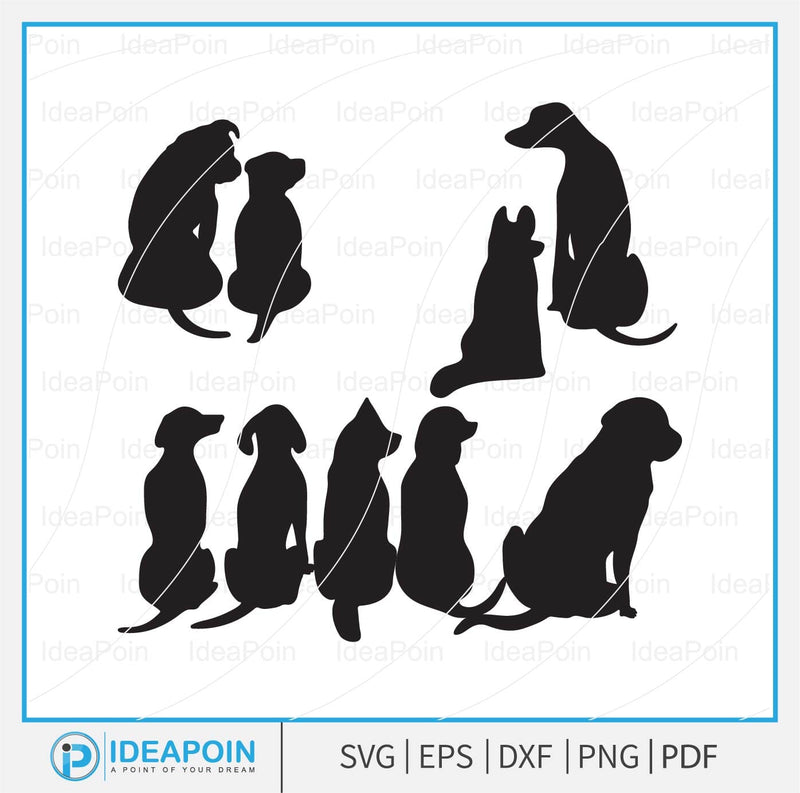Back of Dog Silhouettes, Back sitting dogs Outline, dogs back line art ...