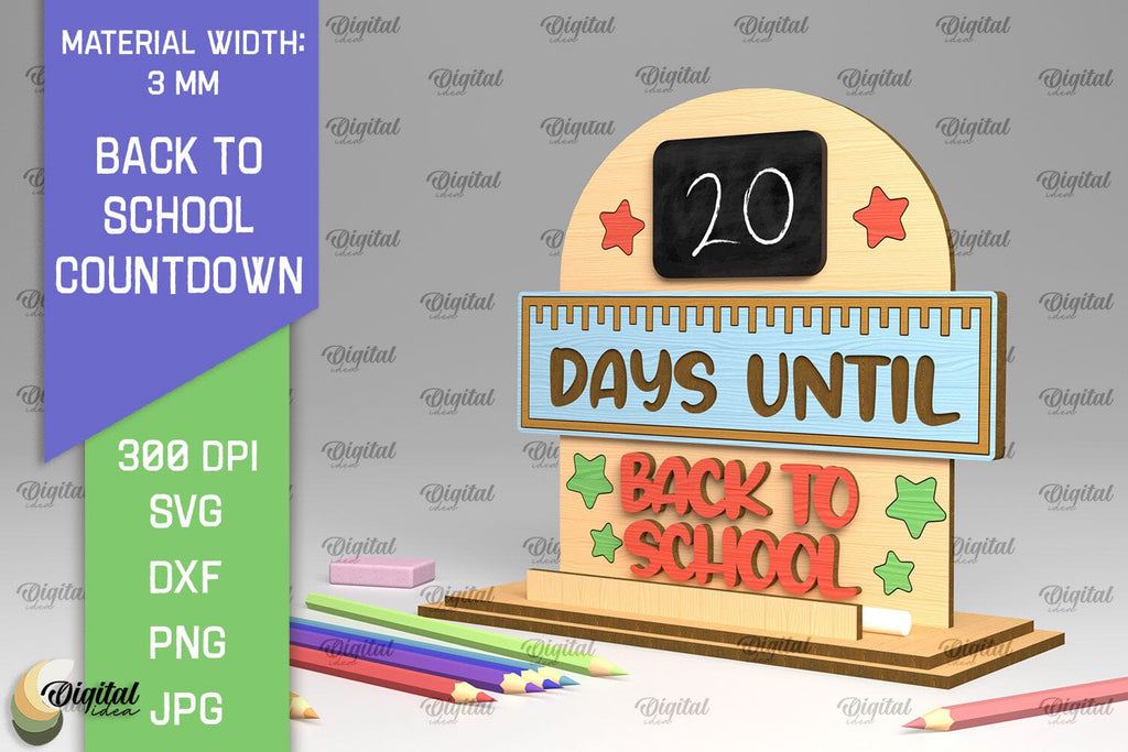 Back To School Countdown Laser Cut Bundle. Countdown Sign SVG - So Fontsy