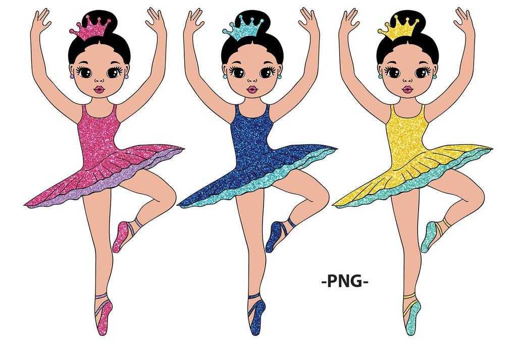Ballerina Girl SVG PNG Clipart Cute Princess Dancer in Blue Tutu Ballet ...