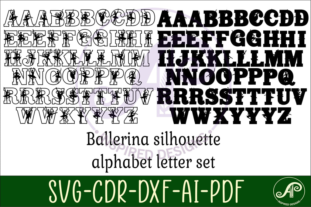 Ballerina silhouette letters alphabet set x 55 - So Fontsy