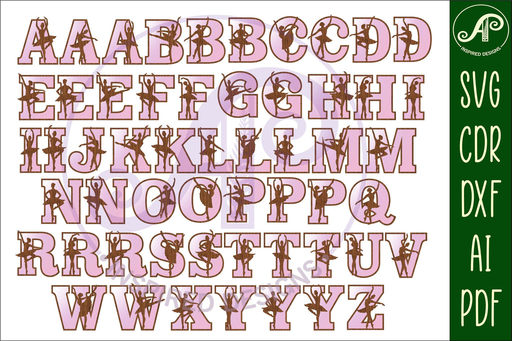 Ballerina silhouette letters alphabet set x 55 - So Fontsy