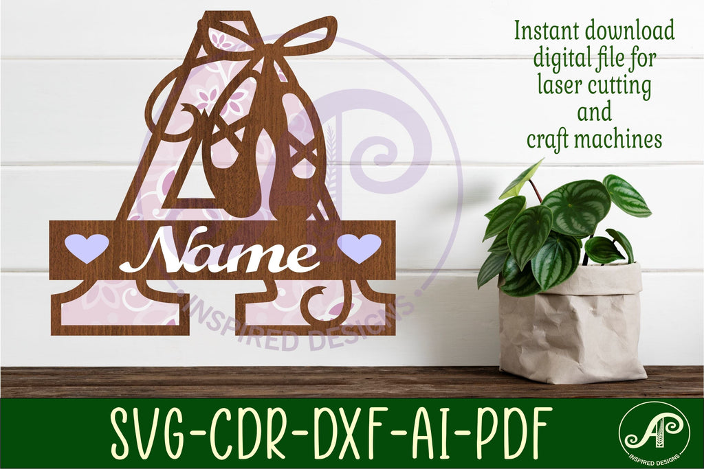 Ballet shoe Capital Monogram Letter A SVG - So Fontsy