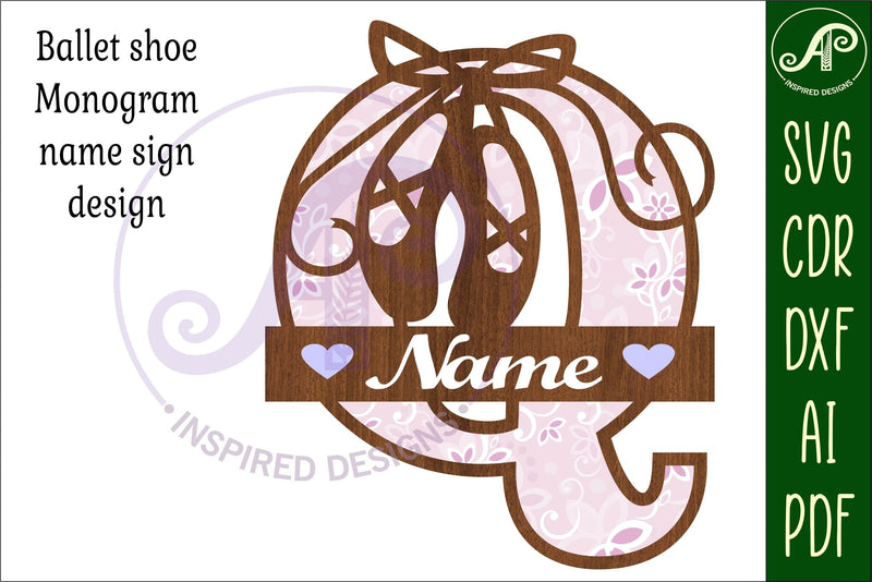 Ballet shoe Capital Monogram Letter Q SVG - So Fontsy