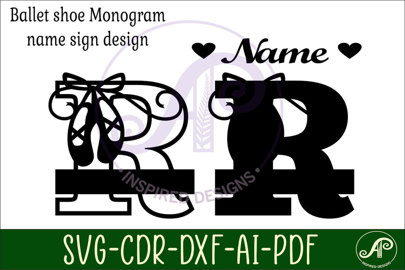 Ballet shoe Capital Monogram Letter R SVG - So Fontsy
