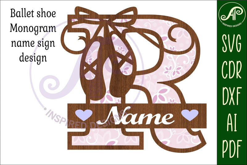 Ballet shoe Capital Monogram Letter R SVG - So Fontsy