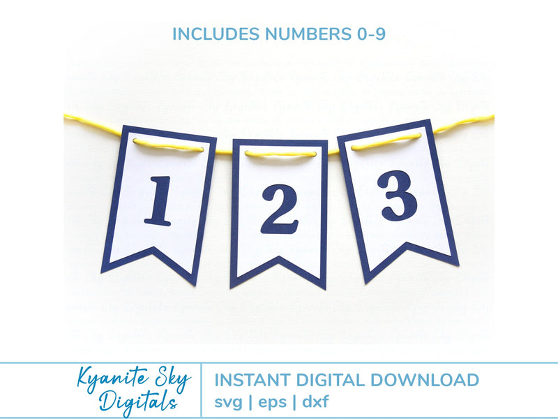 Banner Bunting SVG Kit garland with alphabet letters and numbers - So ...