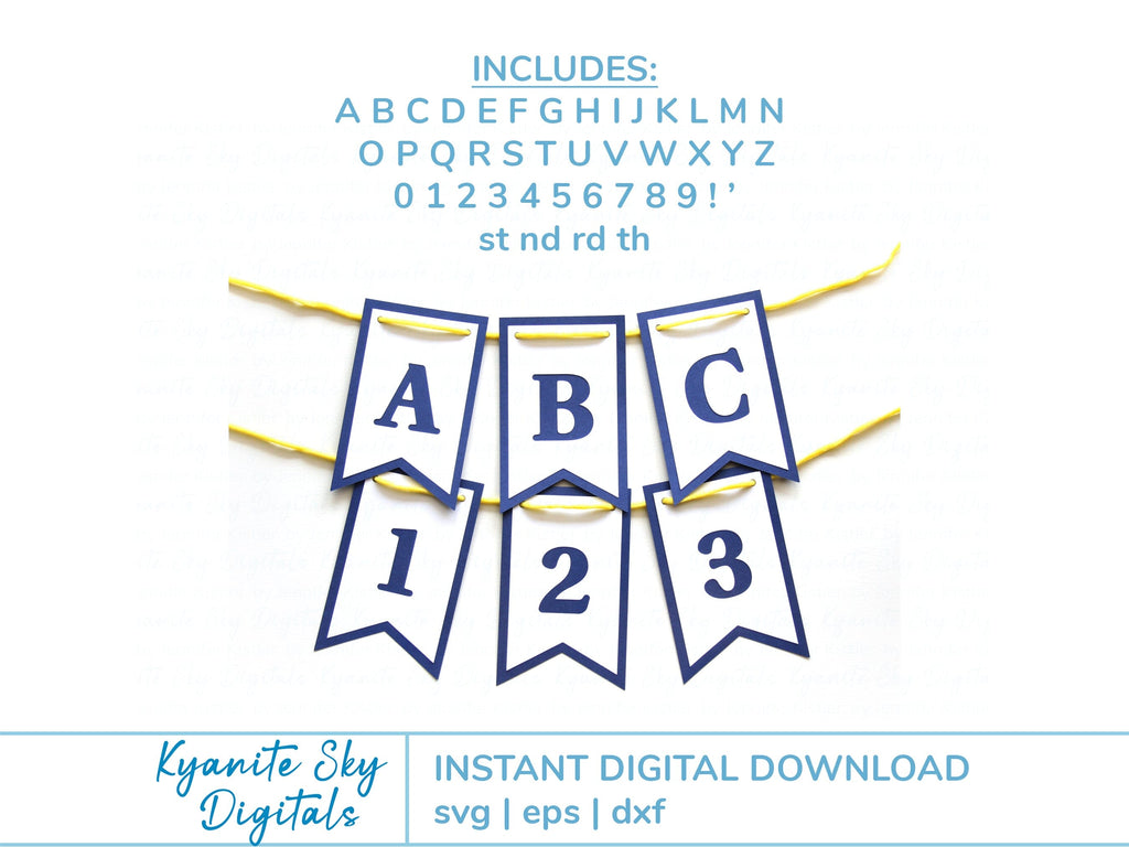 Banner Bunting SVG Kit garland with alphabet letters and numbers - So ...