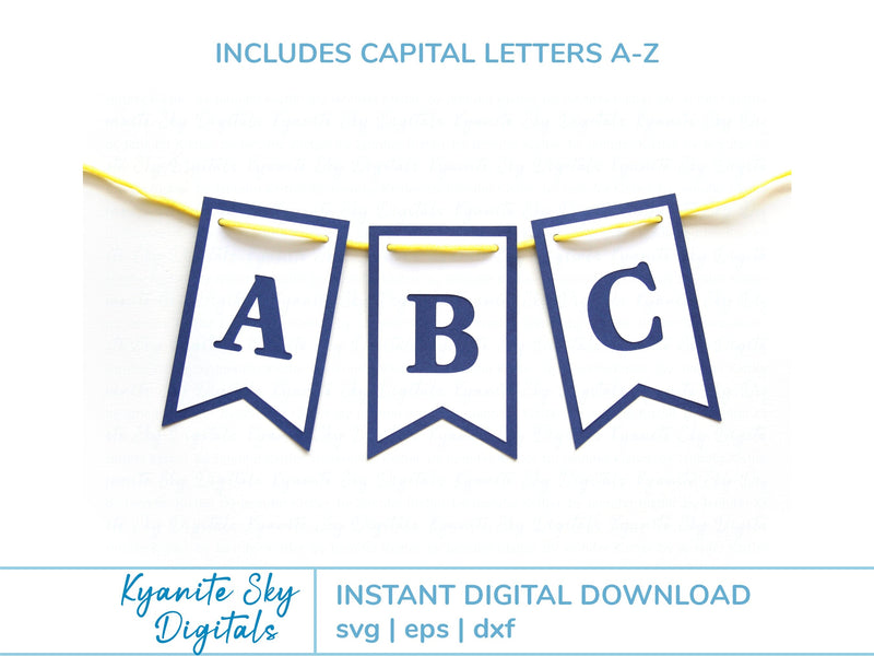 Banner Bunting SVG Kit garland with alphabet letters and numbers - So ...