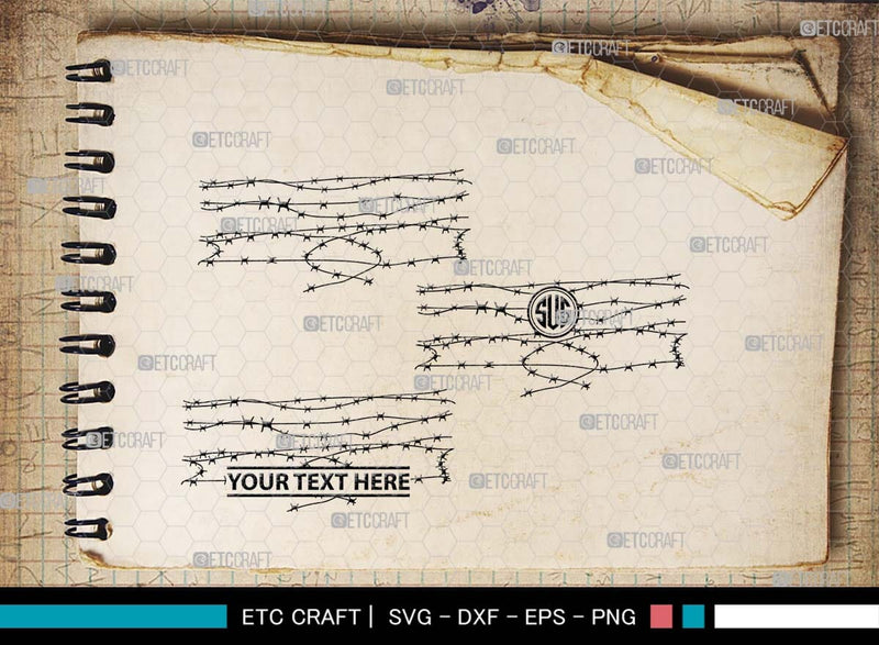 Barbed Wire SVG Cut Files, Barbed Wire Silhouette, Wire Svg, Border ...