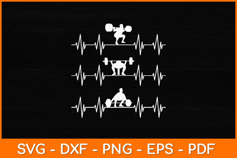 Barbell Weightlifting Heartbeat Bodybuilding Svg Design - So Fontsy