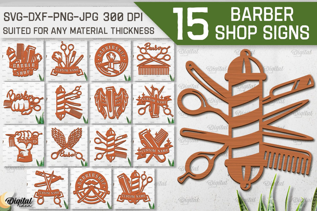 Barber Shop Signs Laser Cut Bundle. Barber Signs SVG - So Fontsy