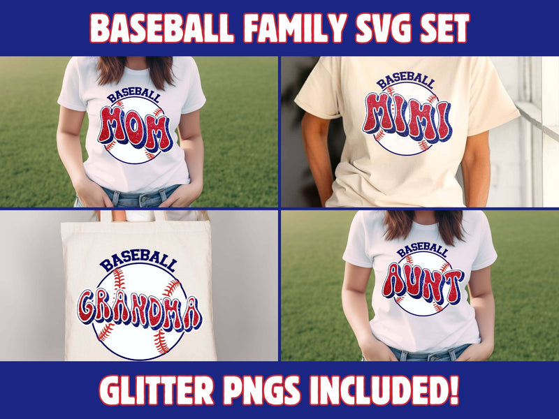 Baseball Family SVG Set | Includes Glitter PNGS - So Fontsy