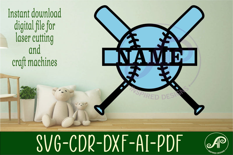Baseball name sign svg laser cut template - So Fontsy