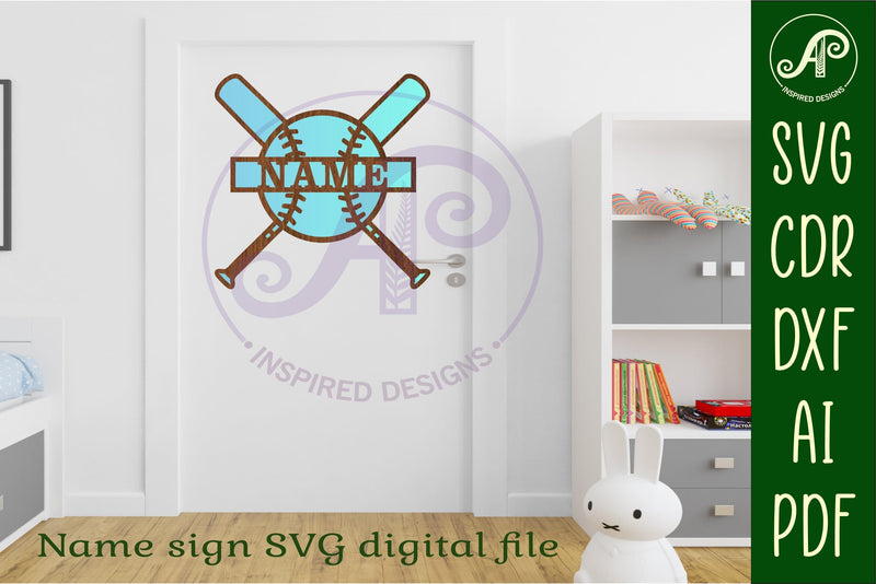 Baseball name sign svg laser cut template - So Fontsy