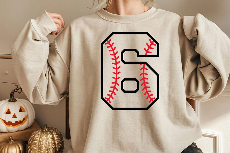 Baseball Number Six Svg, Sixth Birthday Svg, Baseball Six Png, Baseball ...