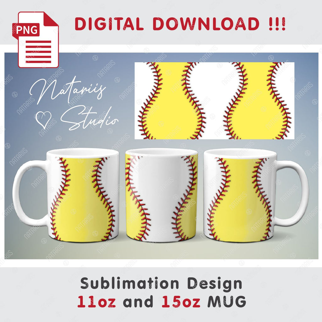 Baseball Softball Combo Pattern for 11oz - 15oz MUG. - So Fontsy