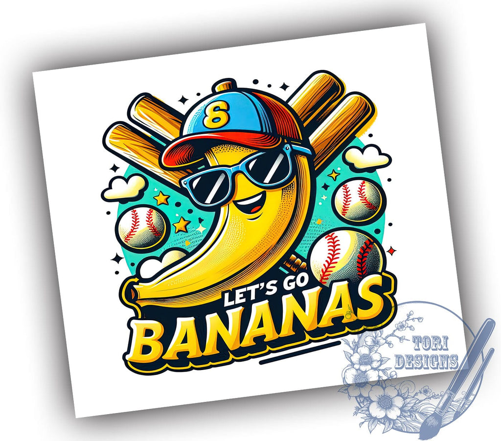 Baseball Tumbler, Let's Go Bananas, Sports PNG, Sublimation Art ...