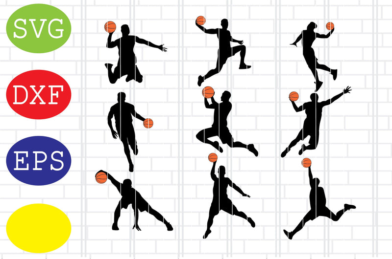 Basketball Men Players Svg, Basketball Clipart, Basketball Cut Files ...
