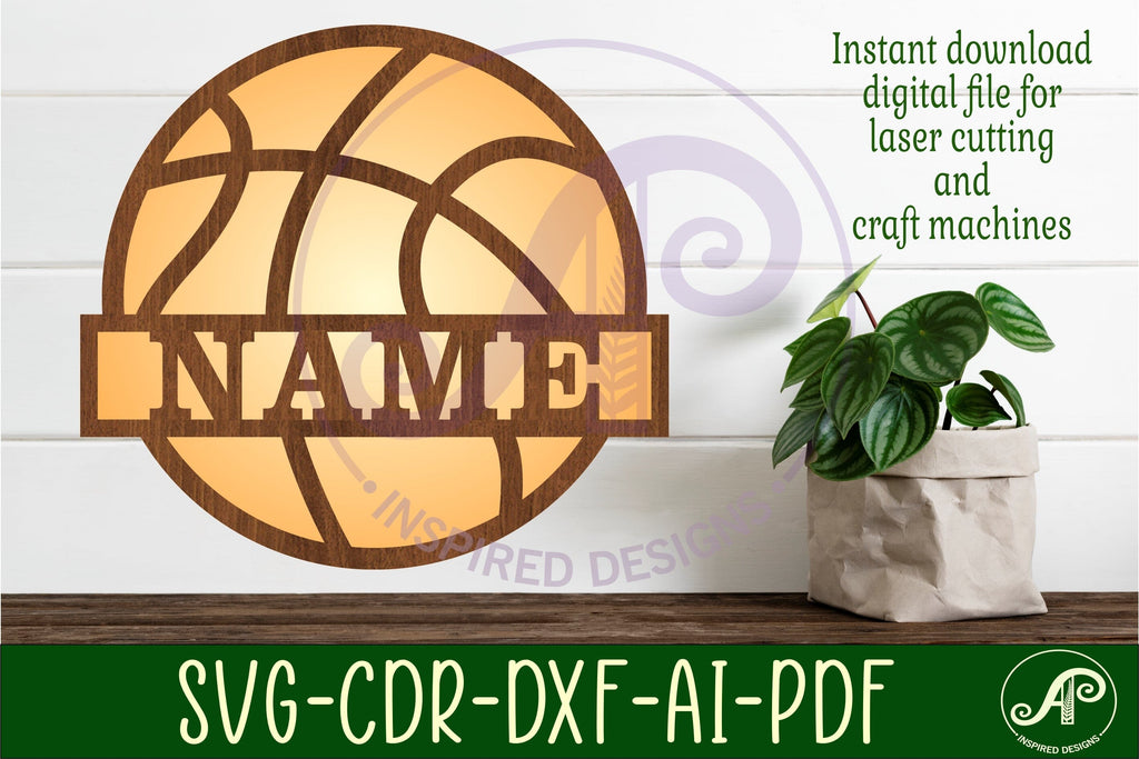Basketball Name sign svg laser cut template, wall art - So Fontsy