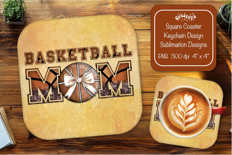 Basketball Square coaster png sublimation Basketball Mom designs Square ...
