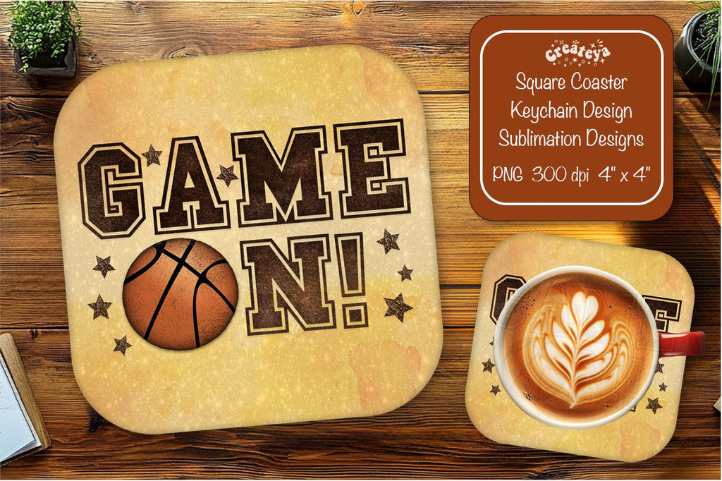 Basketball Square coaster png sublimation Game on designs Square ...