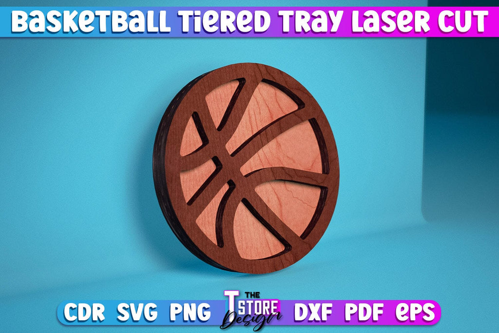 Basketball Tiered Tray Laser Cut | Tiered Tray Laser Cut Design | CNC ...