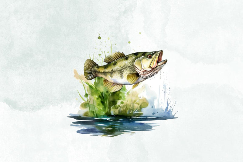 Bass Fishing Watercolor Sublimation Bundle - So Fontsy