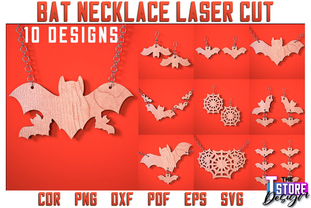 Bat Jewelry Laser Cut Bundle | Bat Accessories Laser Cut Design | Gift ...