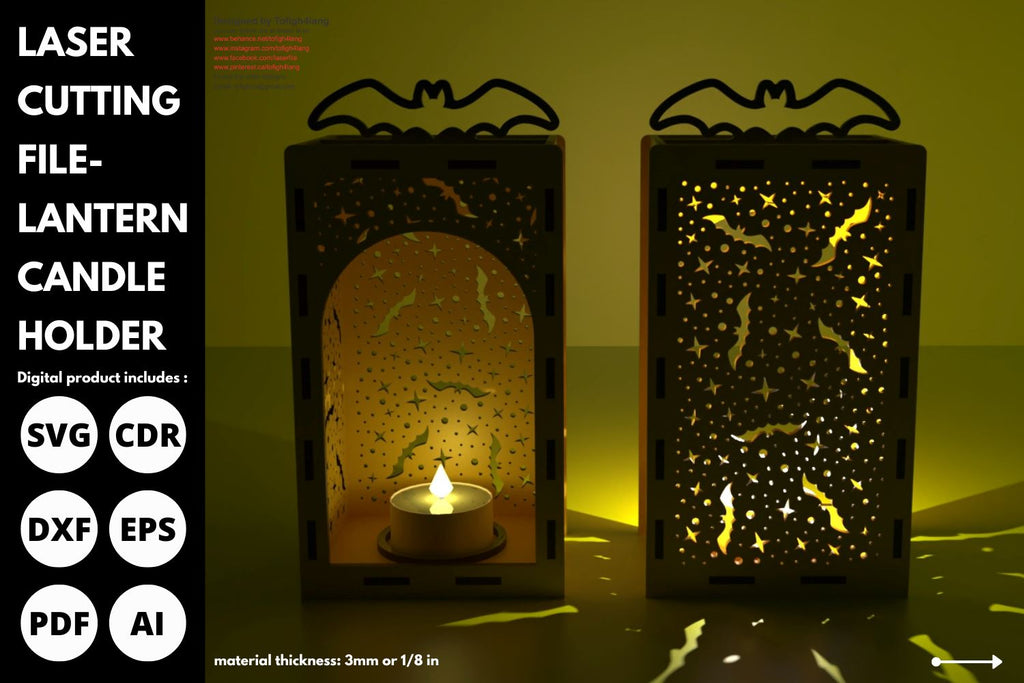 Bat star Halloween pattern lantern laser cut file | SVG | laser cutting ...