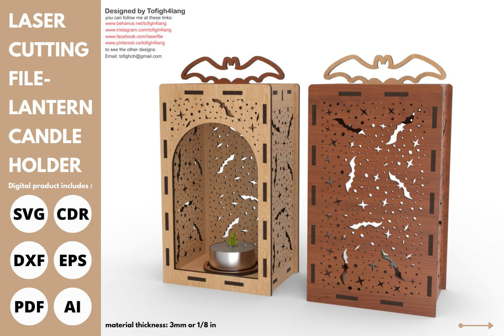 Bat star Halloween pattern lantern laser cut file | SVG | laser cutting ...