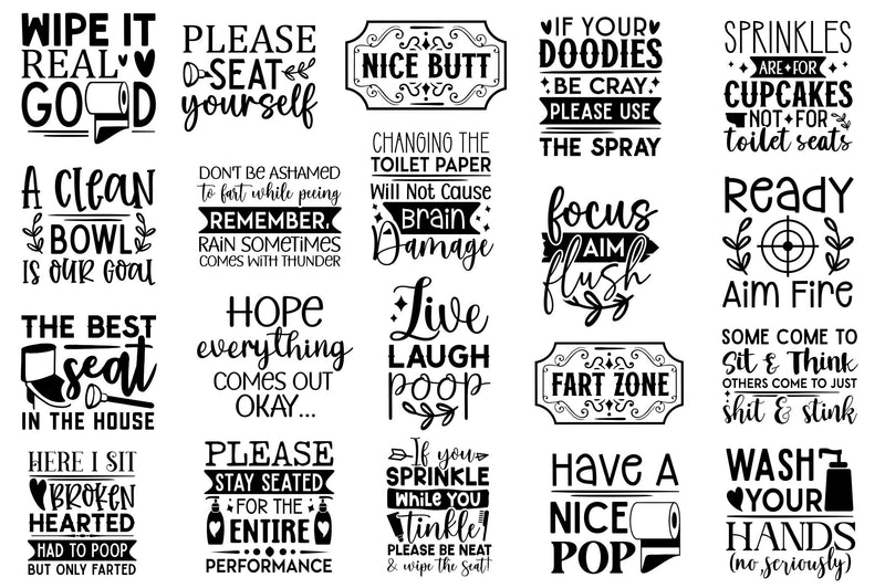 Bathroom Signs Svg Bundle - So Fontsy