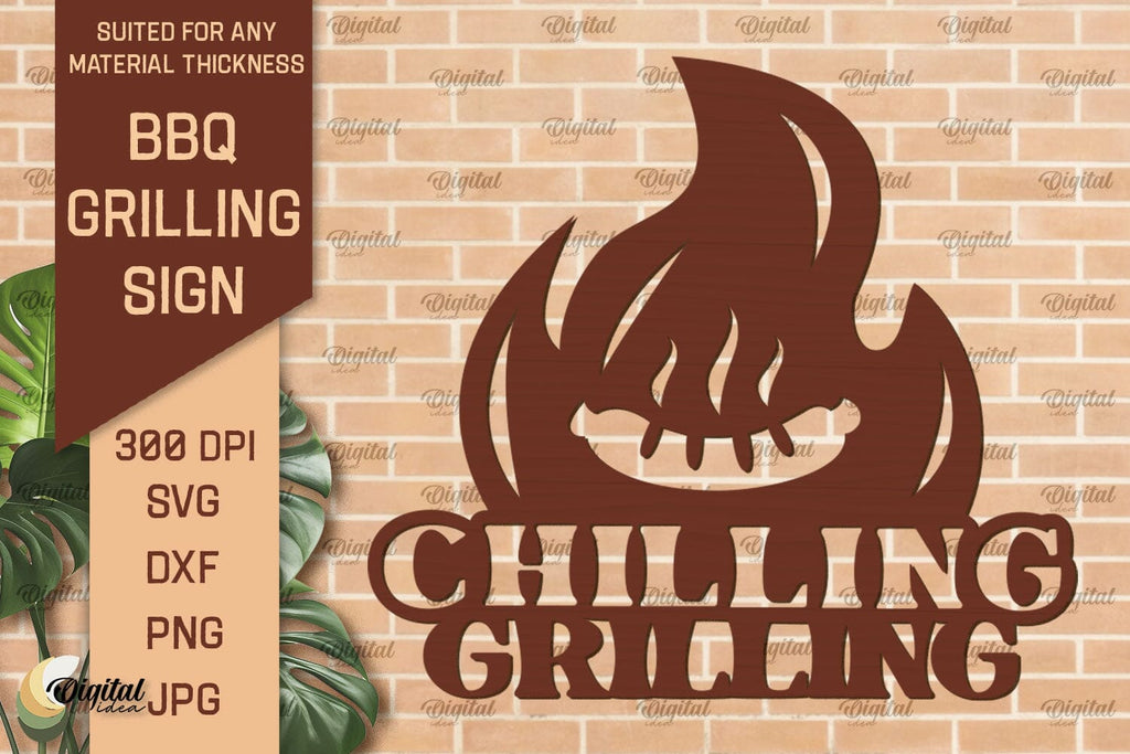 BBQ Grilling Sign Laser Cut. BBQ Sign SVG Laser Cut Files - So Fontsy