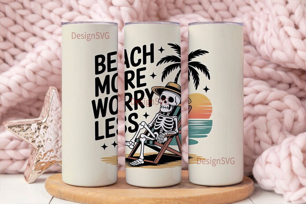Beach Skeleton 20oz Tumbler Wrap - So Fontsy