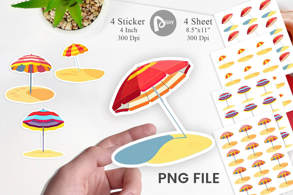 Beach Umbrella Sticker - So Fontsy
