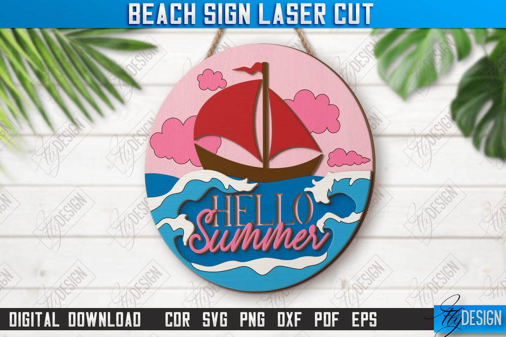 Beach Wall Sign Laser Cut | Summer Front Door Decor | Summer Vibe | CNC ...