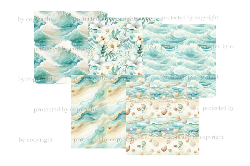 Beach Wedding Digital Papers | Summer Wedding Pattern - So Fontsy