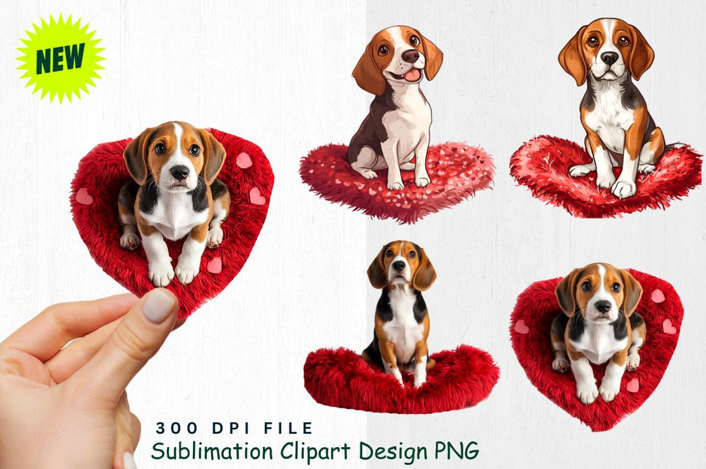 Beagle on Heart Rug with Confetti Clipart - So Fontsy