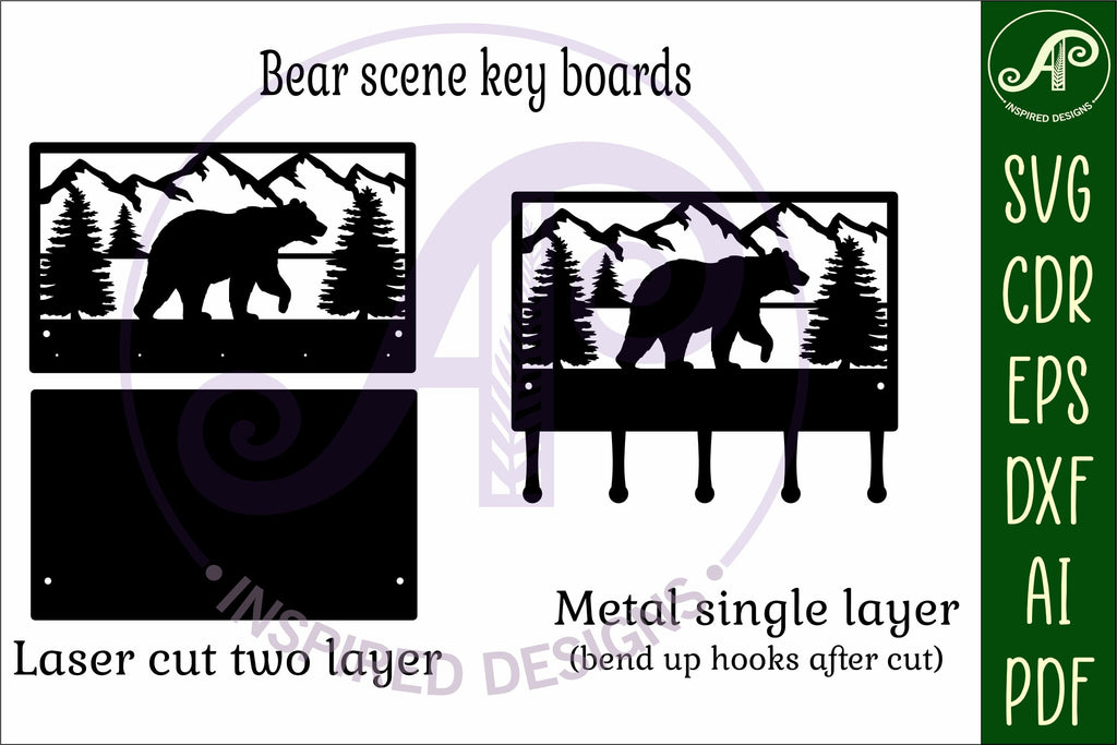 Bear Key holder designs for wood and metal cutting - So Fontsy