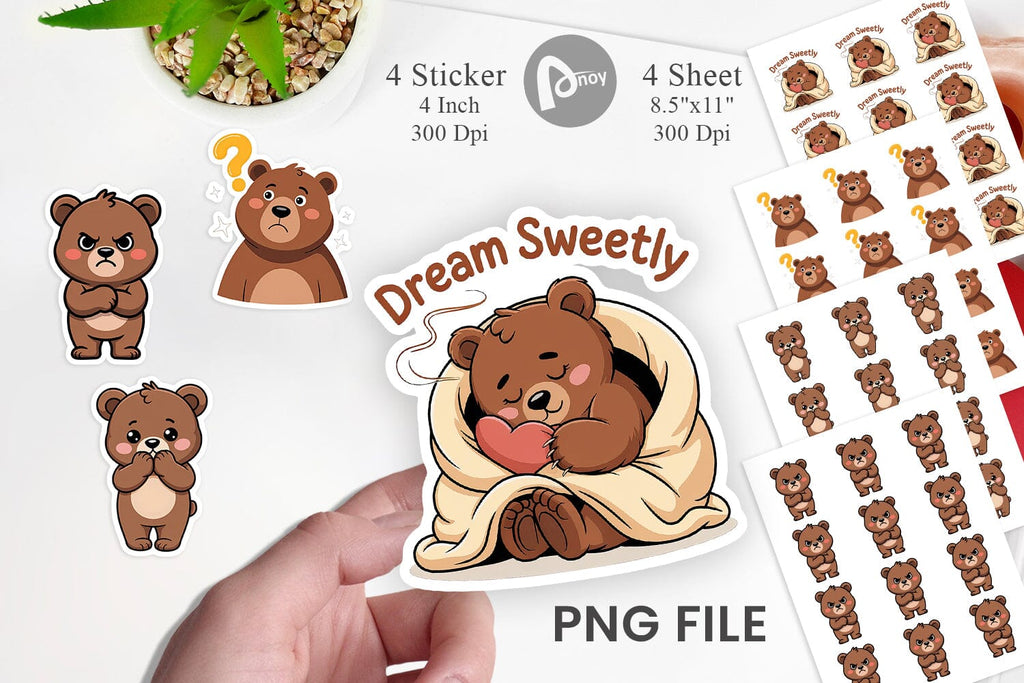 Bear Mood Sticker - So Fontsy