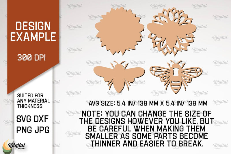 Bee Layered Wall Decors Laser Cut Bundle. Bee Designs SVG - So Fontsy