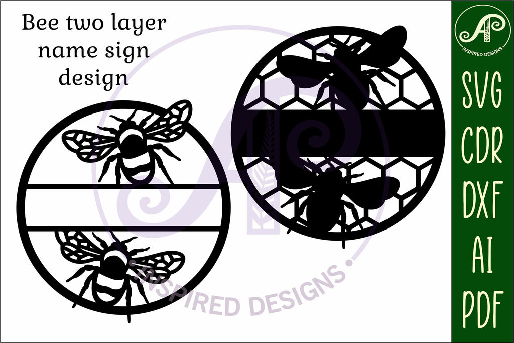 Bee Name sign svg laser cut template - So Fontsy