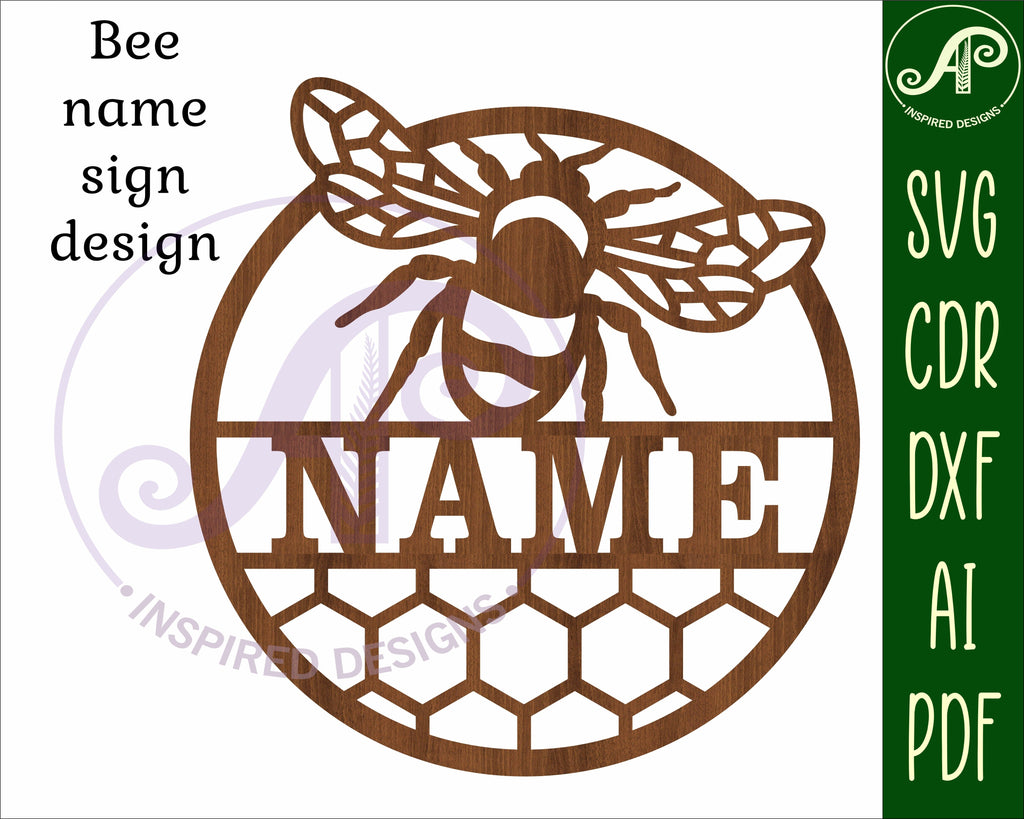 Bee Name sign svg laser cut template - So Fontsy