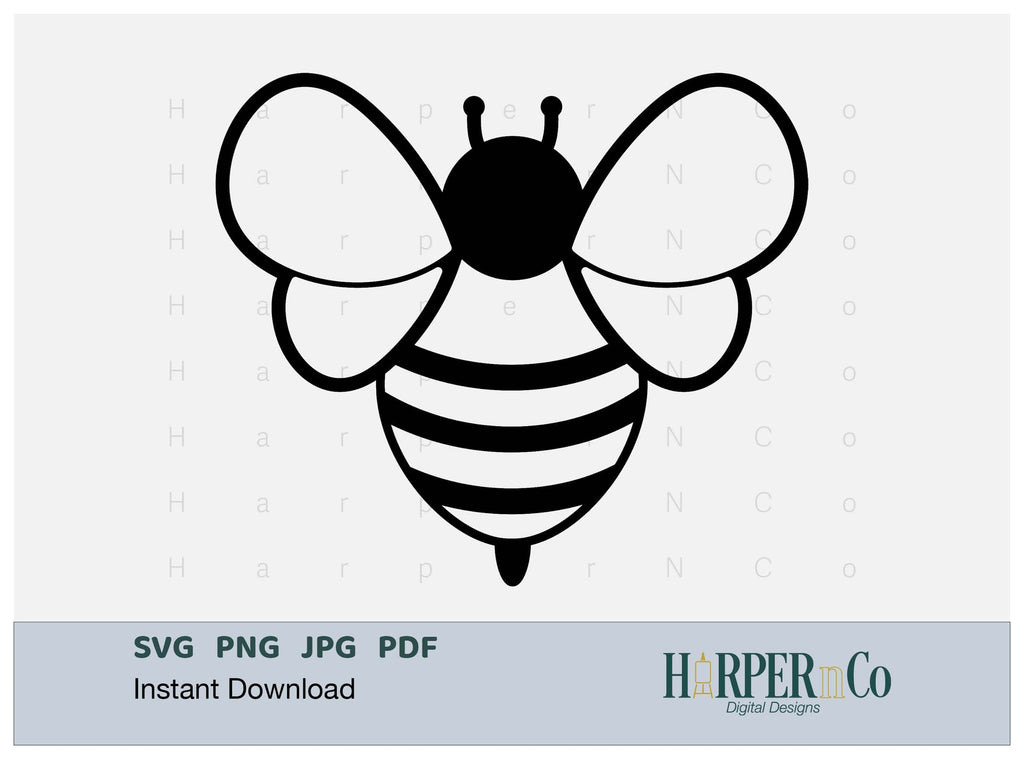 Bee Outline 1 SVG PNG Cut EPS File - So Fontsy