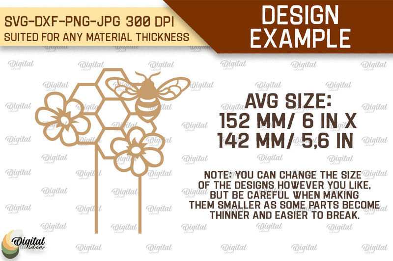 Bee Plant Stake Laser Cut. Bee Design SVG - So Fontsy